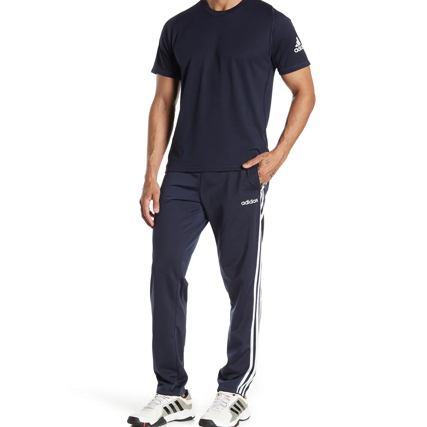 [DU0464] Mens Adidas Essentials 3-Stripes Tapered Pants – rubbersoled